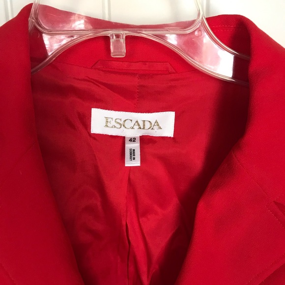 Escada | Jackets & Coats | Escada Red Dress Coat Suit Button Up Jacket ...